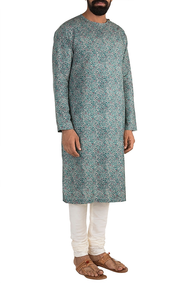 Green & Gold Digital Printed Kurta Set Design by Mayank Modi at Pernia ...