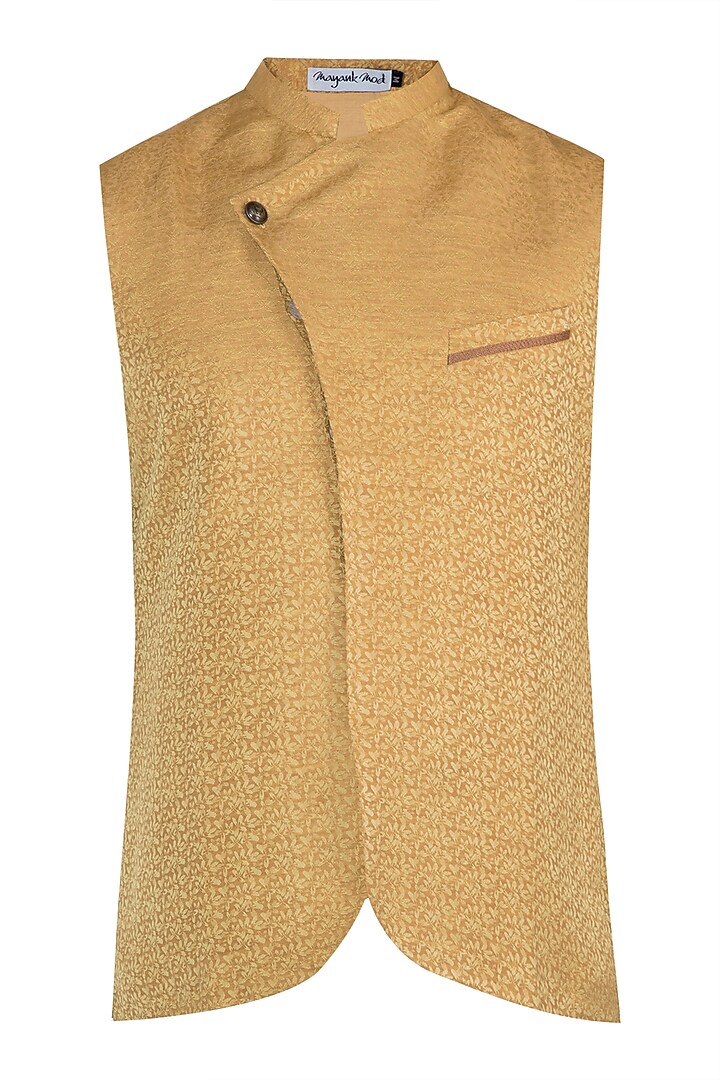 Yellow overlap nehru jacket by Mayank Modi at Pernia's Pop Up Shop 2025