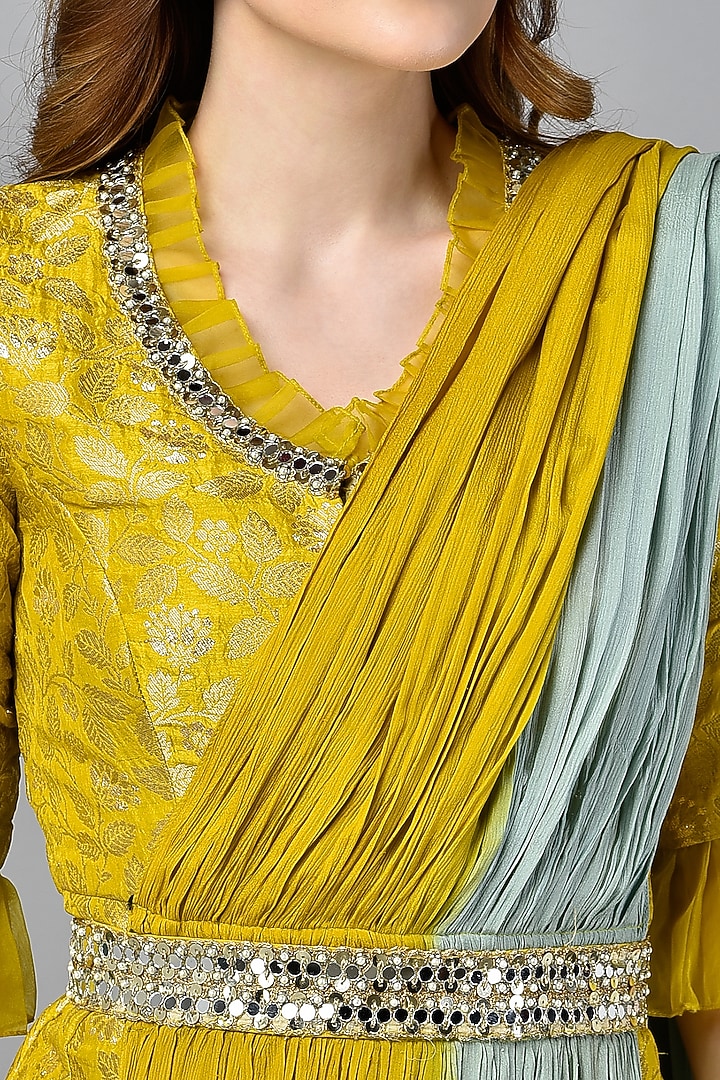 Yellow Brocade Tiered Sharara Set by NIsha Ajmera at Pernia's Pop Up ...