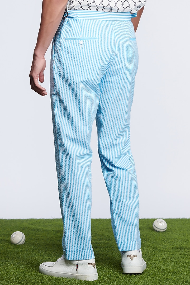 Light Blue Seersucker Pants by S&N by Shantnu Nikhil Men at Pernia's ...