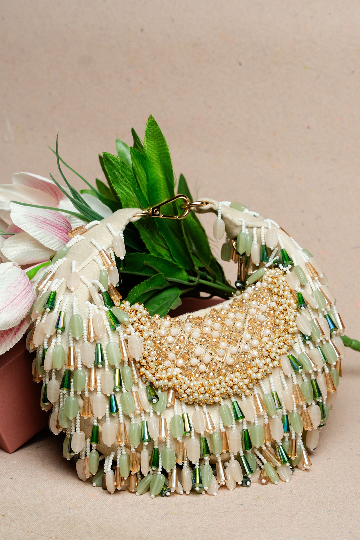 Sea Green Suede Bead Work Potli by Nayaab by Sonia at Pernia's Pop Up ...