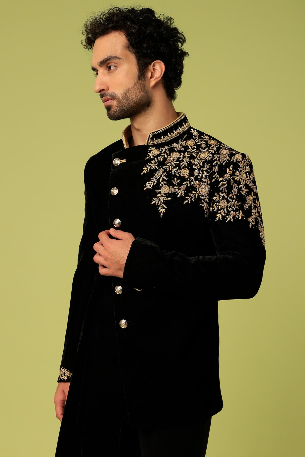 Black Velvet Jodhpuri Set by Nero by Shaifali & Satya at Pernia's Pop ...