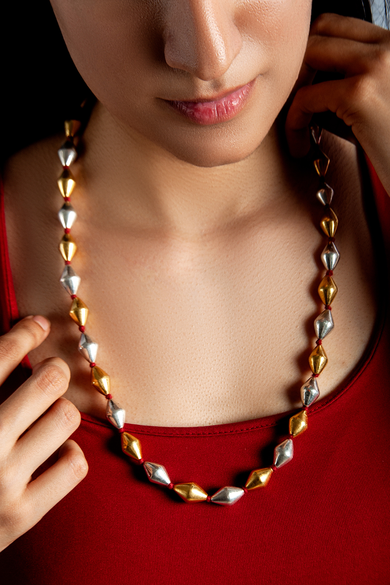 Gold dholki necklace store