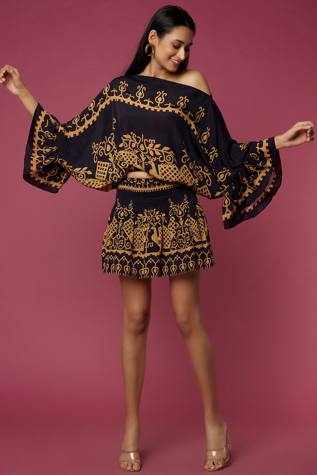 Black Viscose Crepe Printed Co-Ord Set by Neeva A at Pernia's Pop Up ...