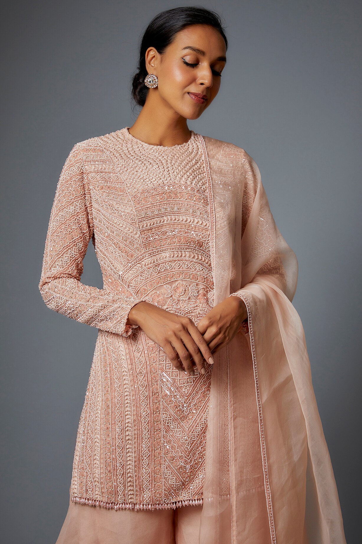 Peach Organza Layered Sharara Set by COUTURE BY NIHARIKA at Pernia's ...