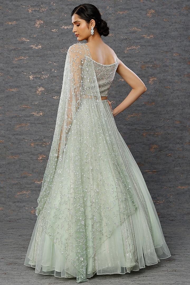 Mint Green Net Wedding Lehenga Set by COUTURE BY NIHARIKA at Pernia's ...