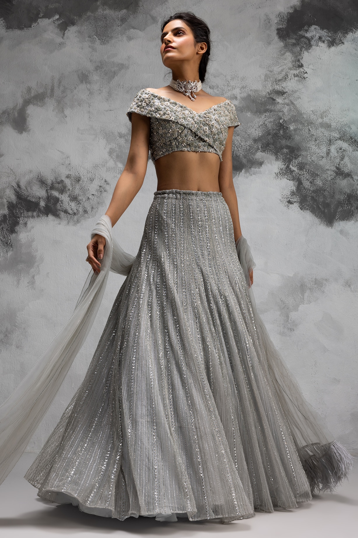 Powder Blue Embroidered Lehenga Set Design by COUTURE BY NIHARIKA at ...