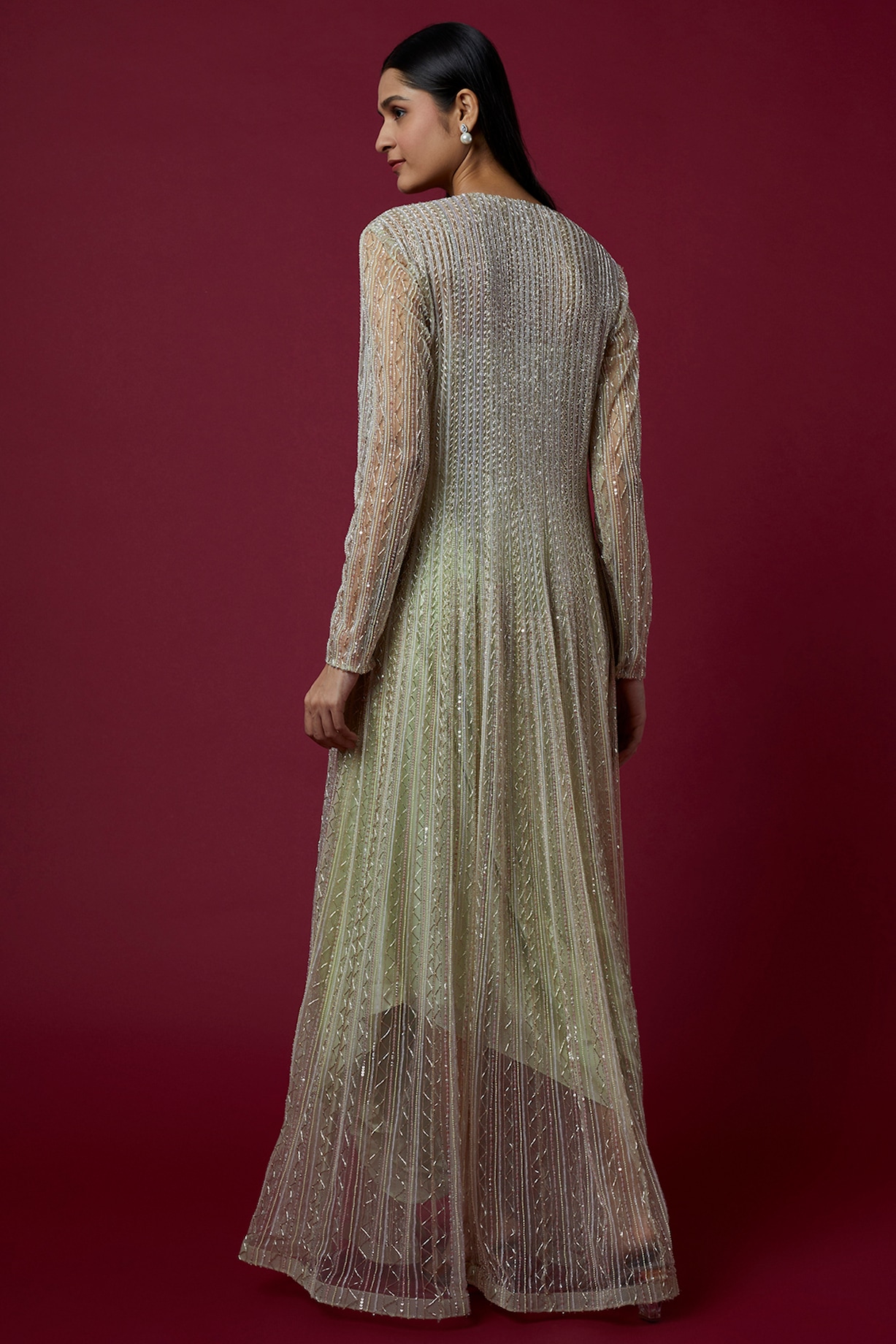 Mint Green Embroidered Kali Jacket Set by COUTURE BY NIHARIKA at Pernia ...