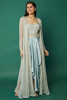 Mint Green Embroidered Kali Jacket Set by COUTURE BY NIHARIKA at Pernia ...