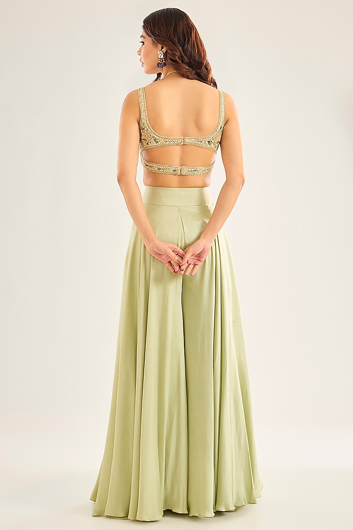 Sage Green Silk Sharara Set by Neha Mehta Couture at Pernia's Pop Up ...