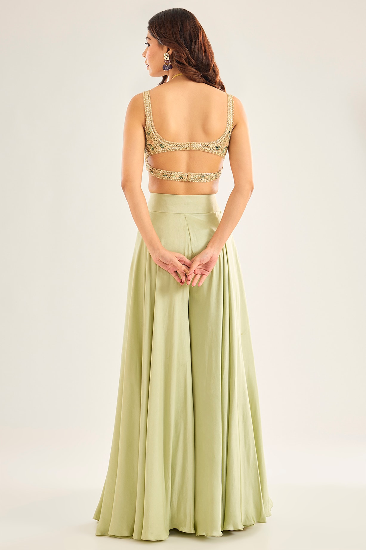 Sage Green Silk Sharara Set by Neha Mehta Couture at Pernia's Pop Up ...