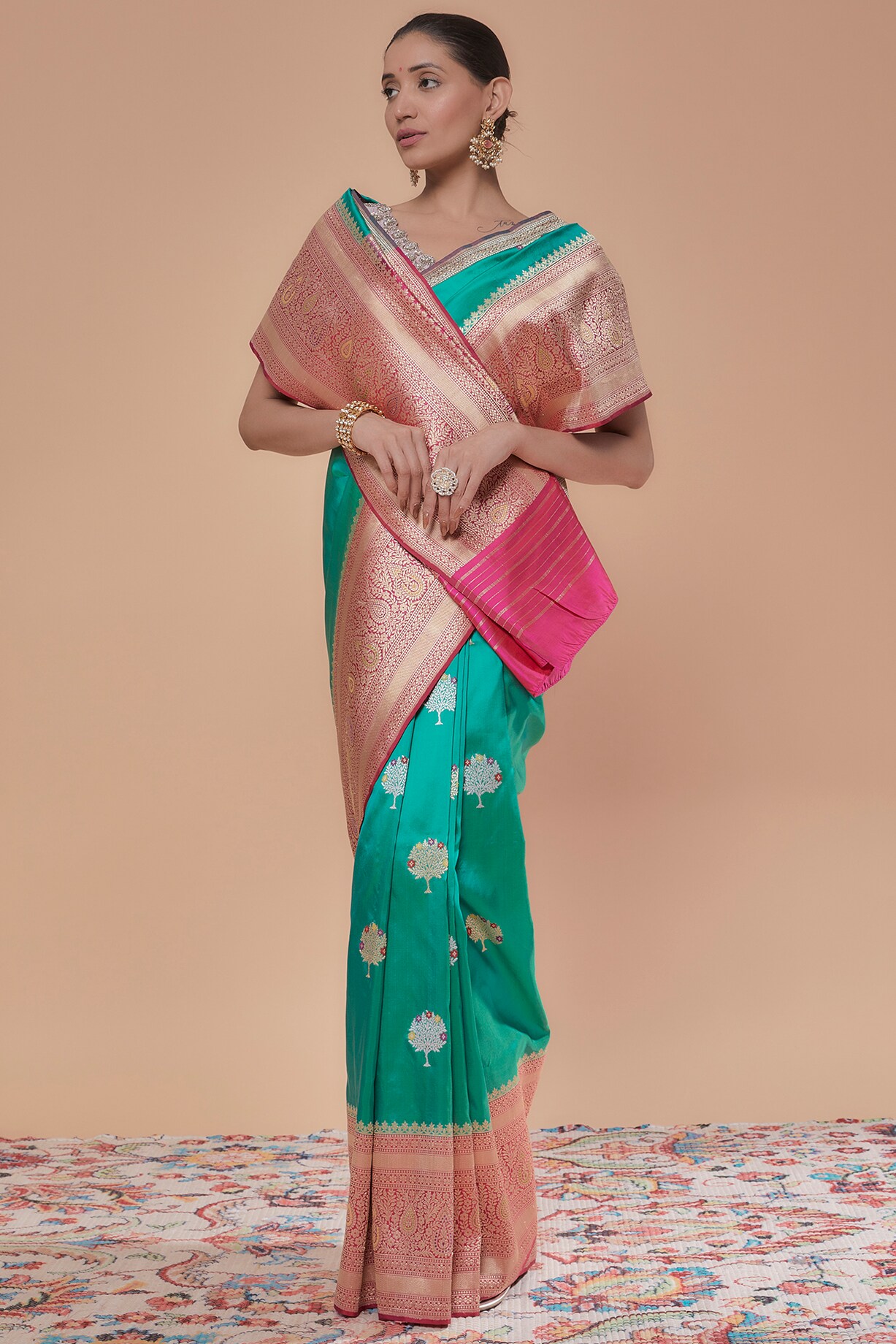 Turquoise Blue Silk Embroidered Saree by NEITRI at Pernia's Pop Up Shop ...