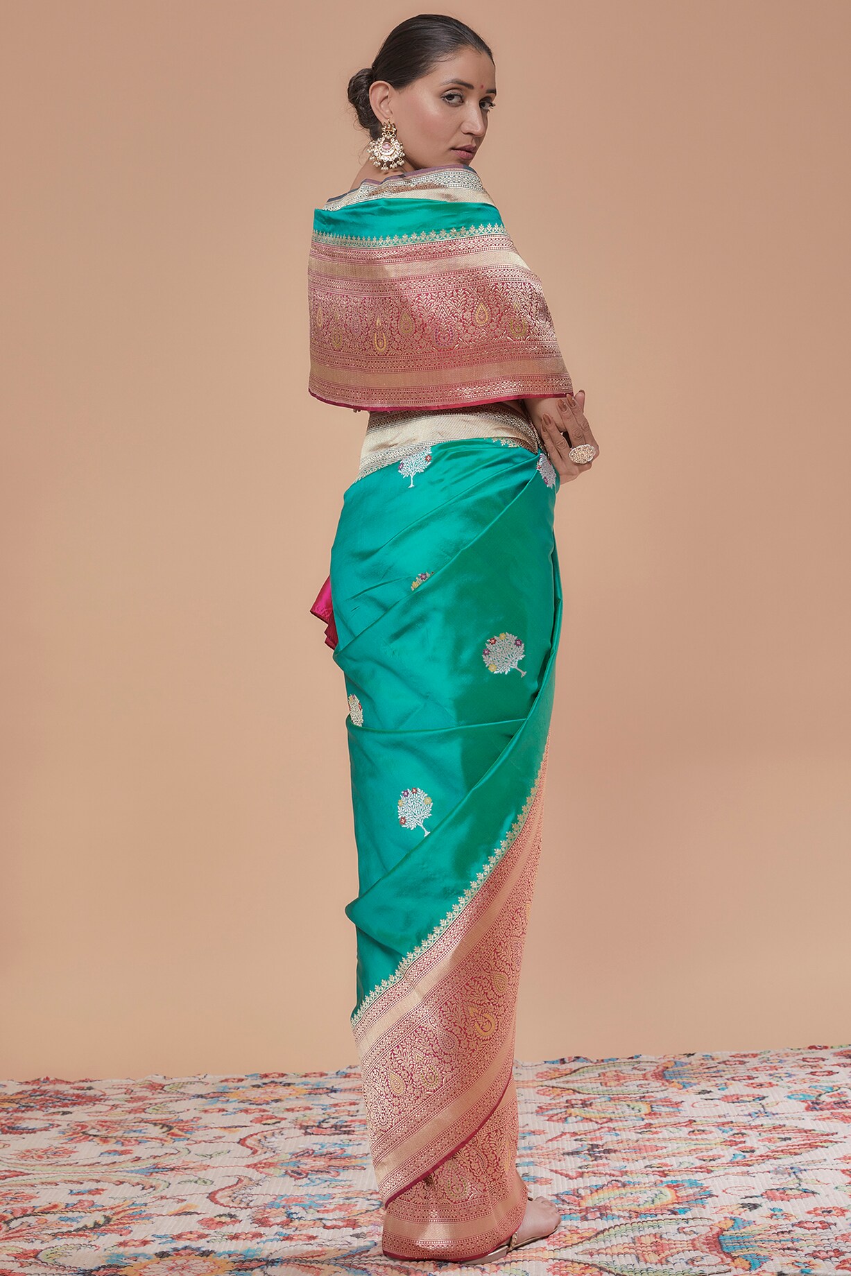 Turquoise Blue Silk Embroidered Saree by NEITRI at Pernia's Pop Up Shop ...