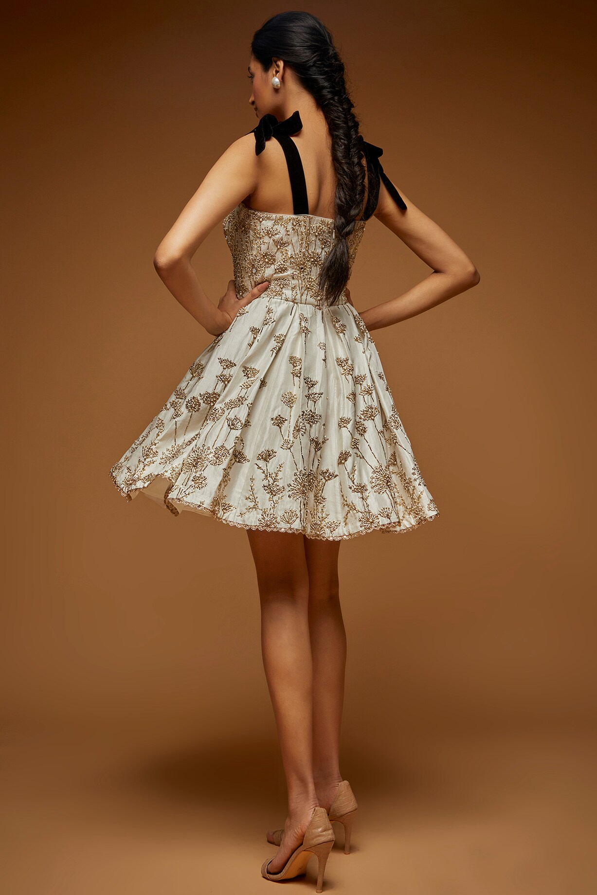 White Raw Silk Embellished Mini Dress by Neeta Lulla at Pernia's Pop Up ...