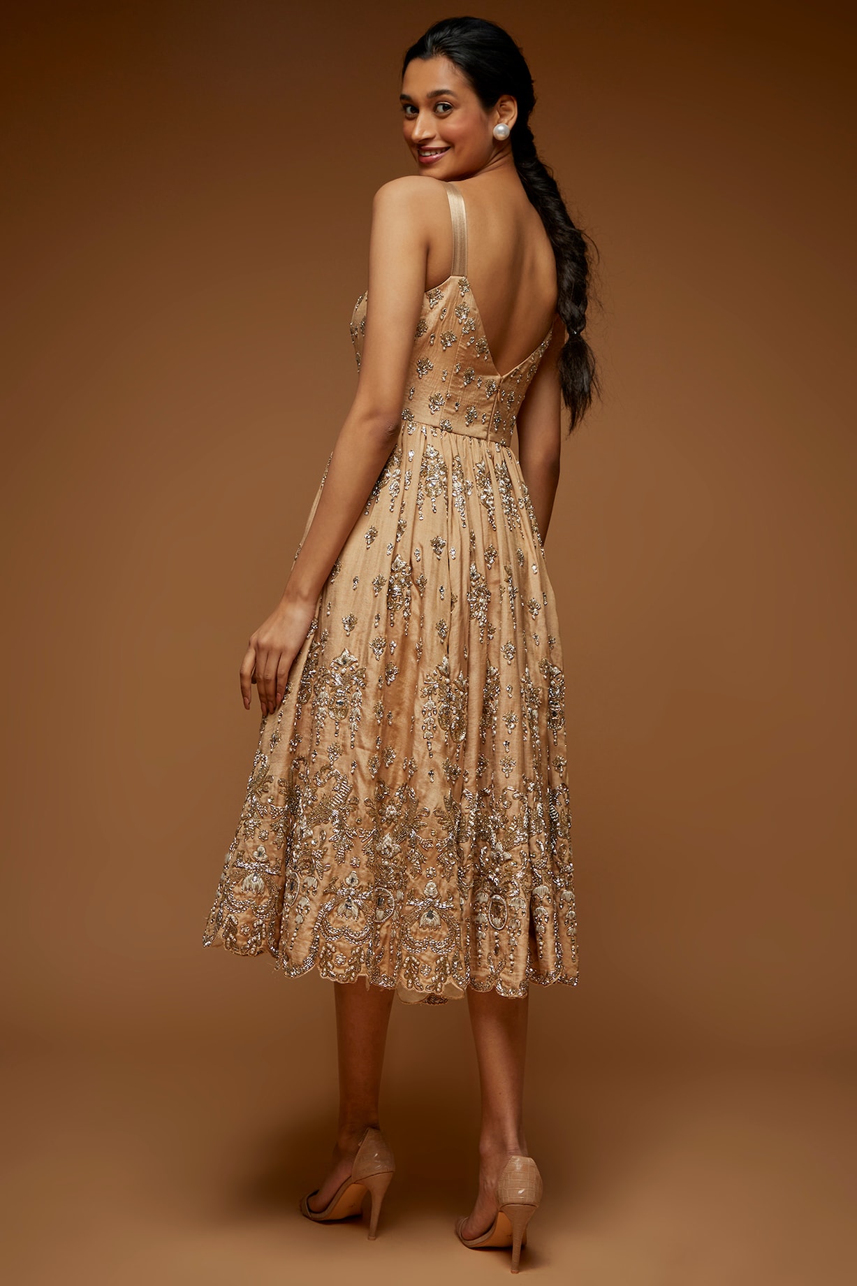 Beige Raw Silk Embellished Dress by Neeta Lulla at Pernia's Pop Up Shop ...