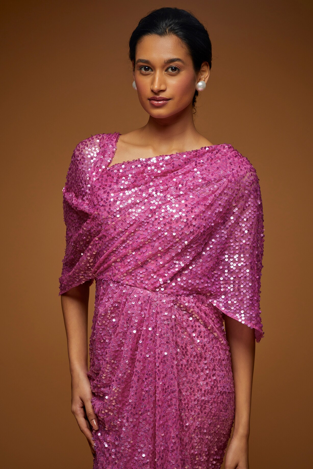 Pink Tulle Draped Gown by Neeta Lulla at Pernia's Pop Up Shop 2025