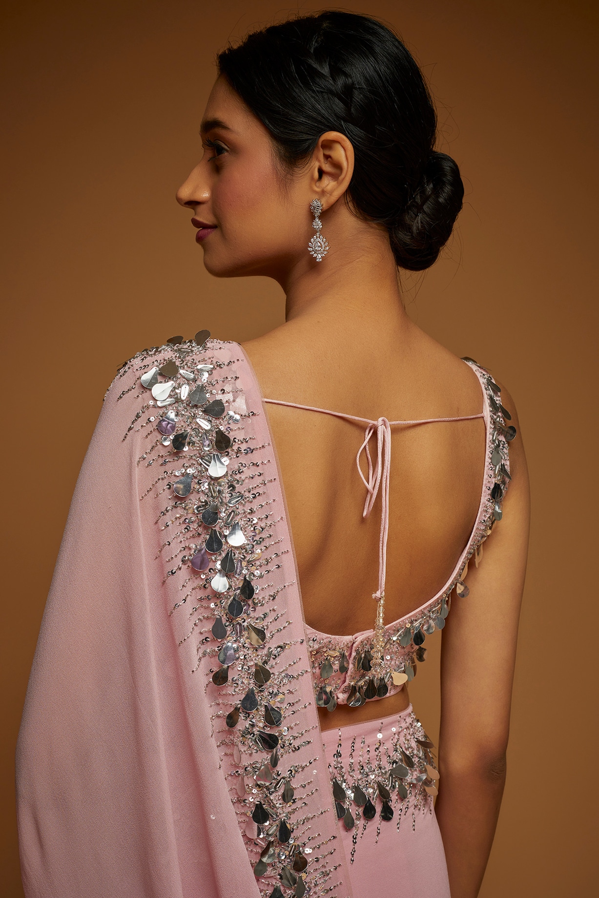 Baby Pink Georgette Embellished Saree Set by Neeta Lulla at Pernia's ...