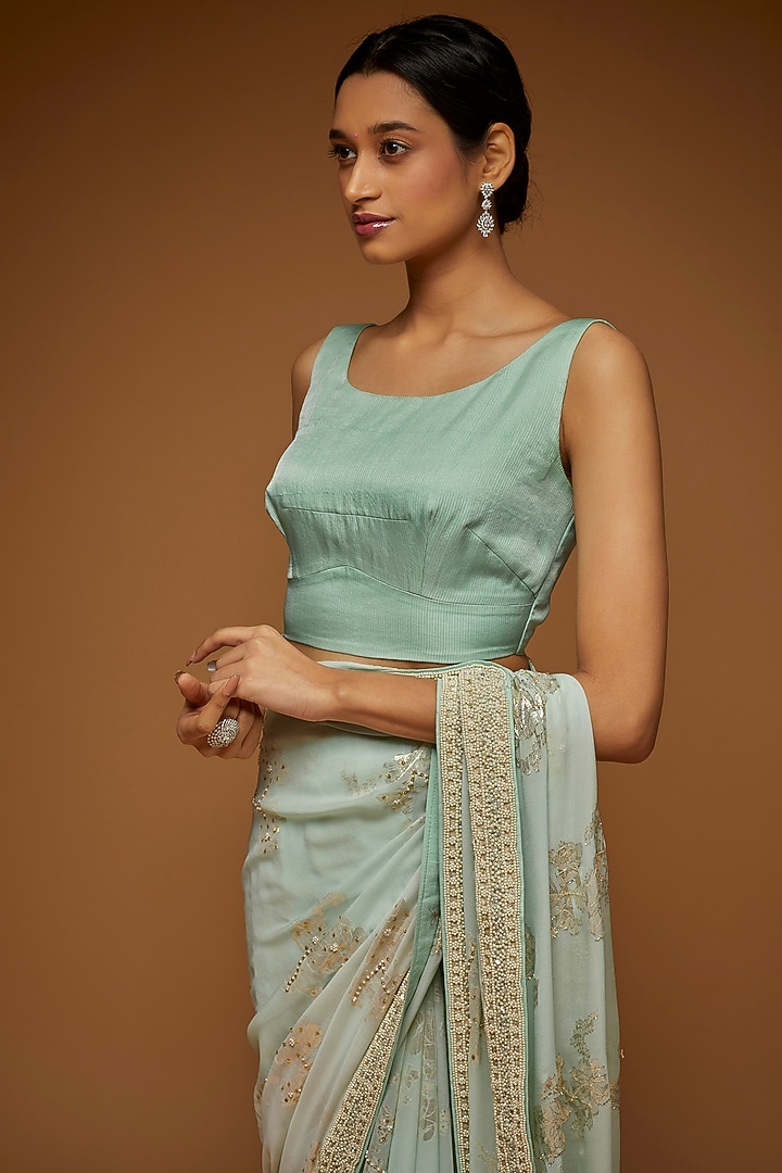Sea Green Chiffon Embroidered Saree Set by Neeta Lulla at Pernia's Pop ...