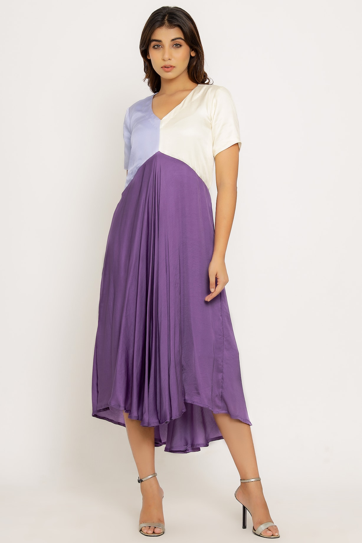 Purple Color Blocked Dress by Neora by Nehal Chopra at Pernia's Pop Up ...