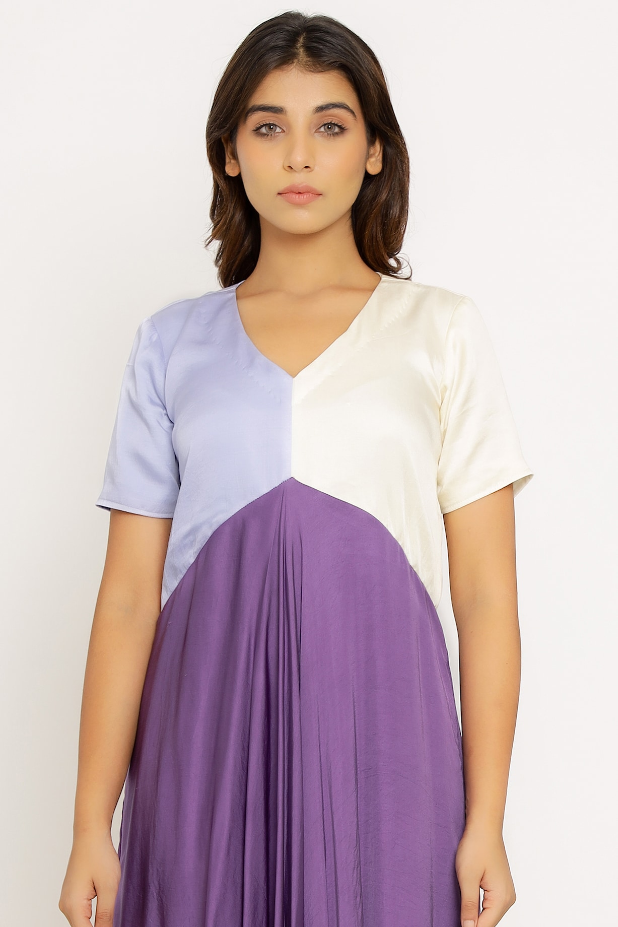 Purple Color Blocked Dress by Neora by Nehal Chopra at Pernia's Pop Up ...