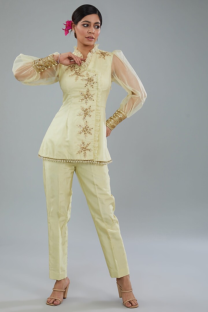 Lemon Yellow Opera Silk Co-Ord Set by NEHA PUPREJA at Pernia's Pop Up ...