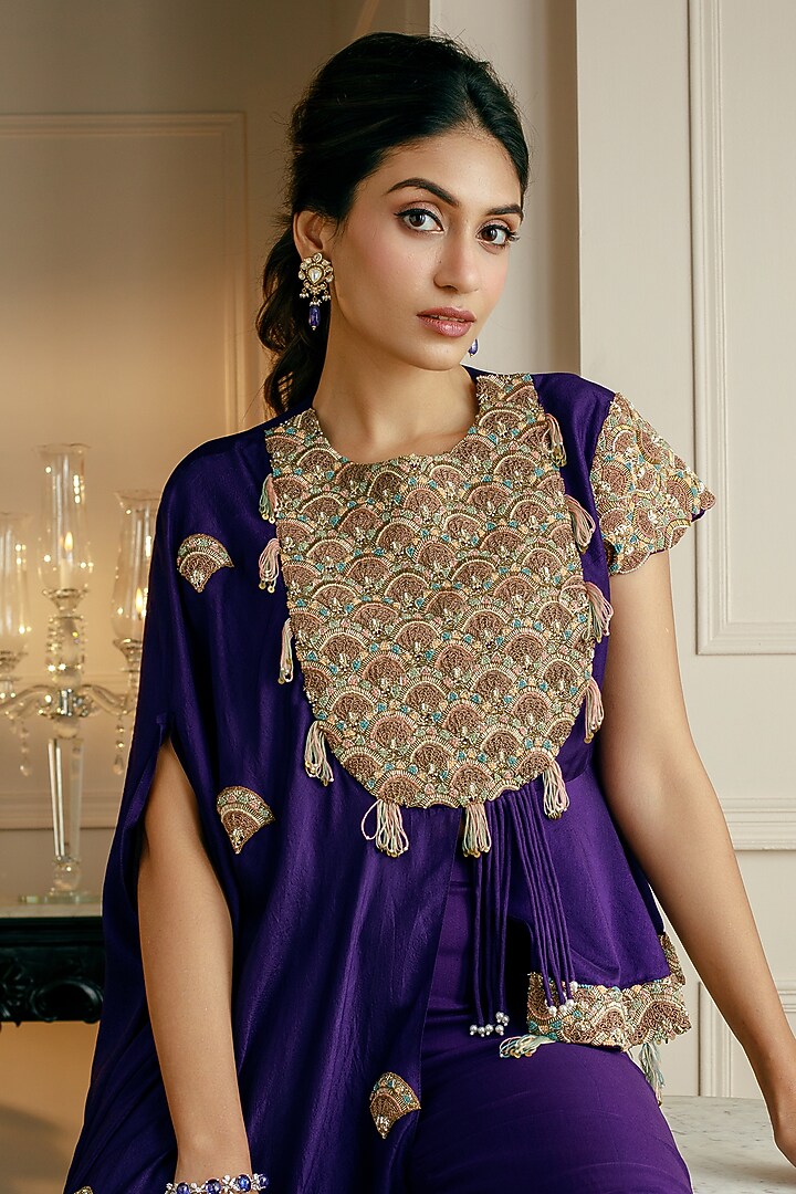 Purple Silk & Georgette Gharara Set by Nehha Nhata at Pernia's Pop Up ...