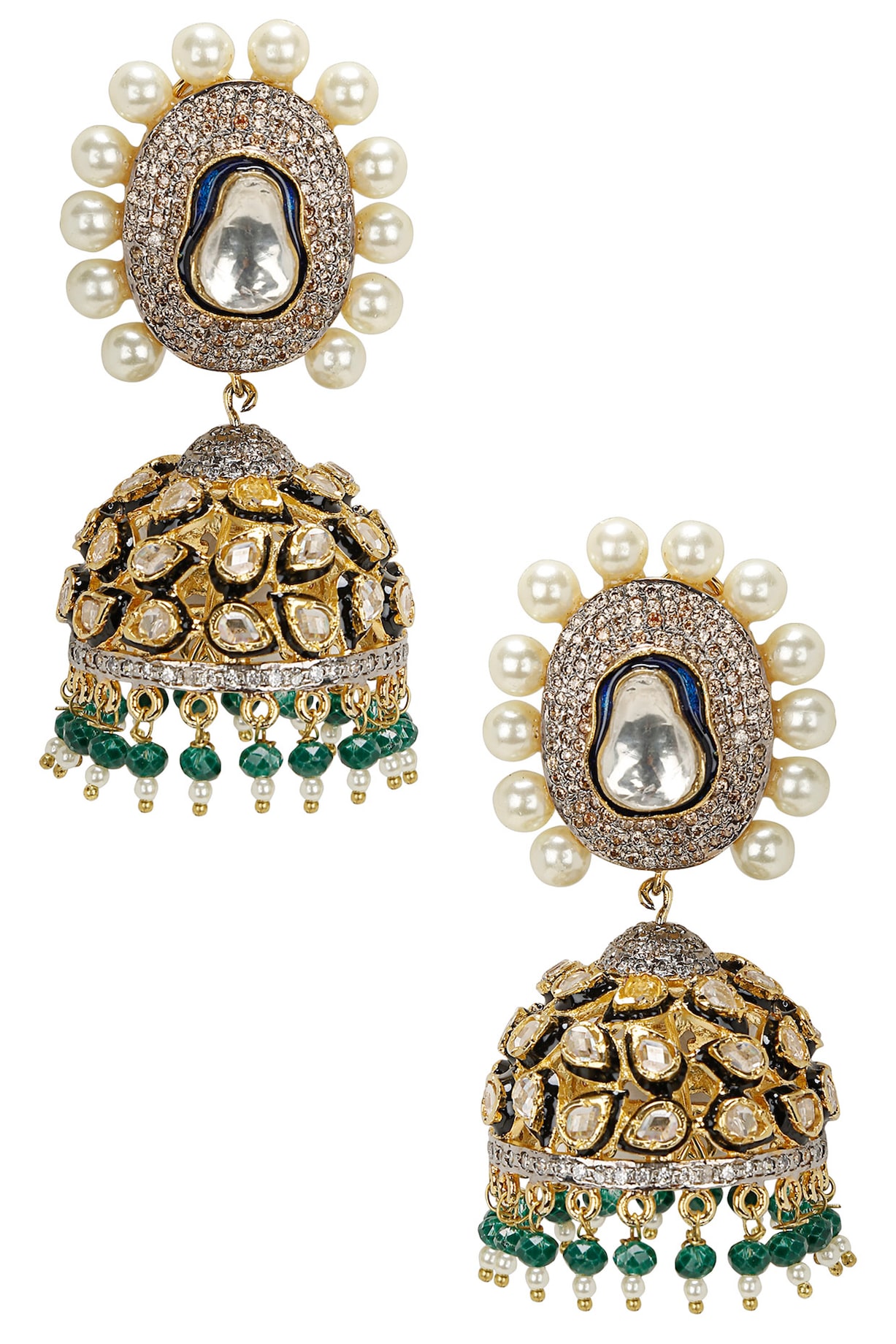 Nepra By Neha Goel presents Gold finish kundan and pearl jhumki ...