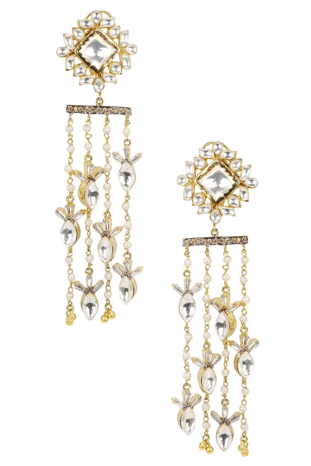 Nepra By Neha Goel presents Gold finish kundan and pearl waterfall ...