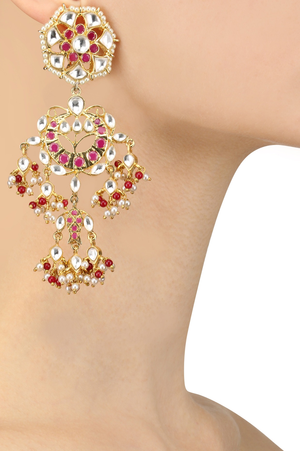 Nepra by Neha Goel presents Gold finish kundan, pearl and ruby ...
