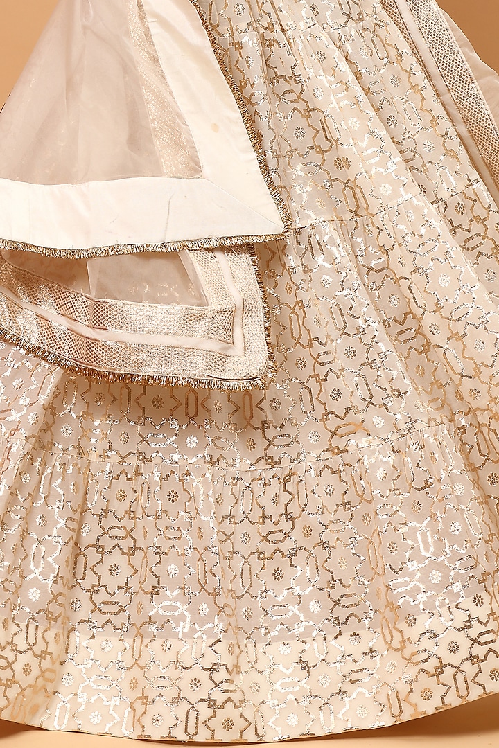 Ivory Chanderi Silk Embroidered Lehenga Set Design by Neha Khullar at ...