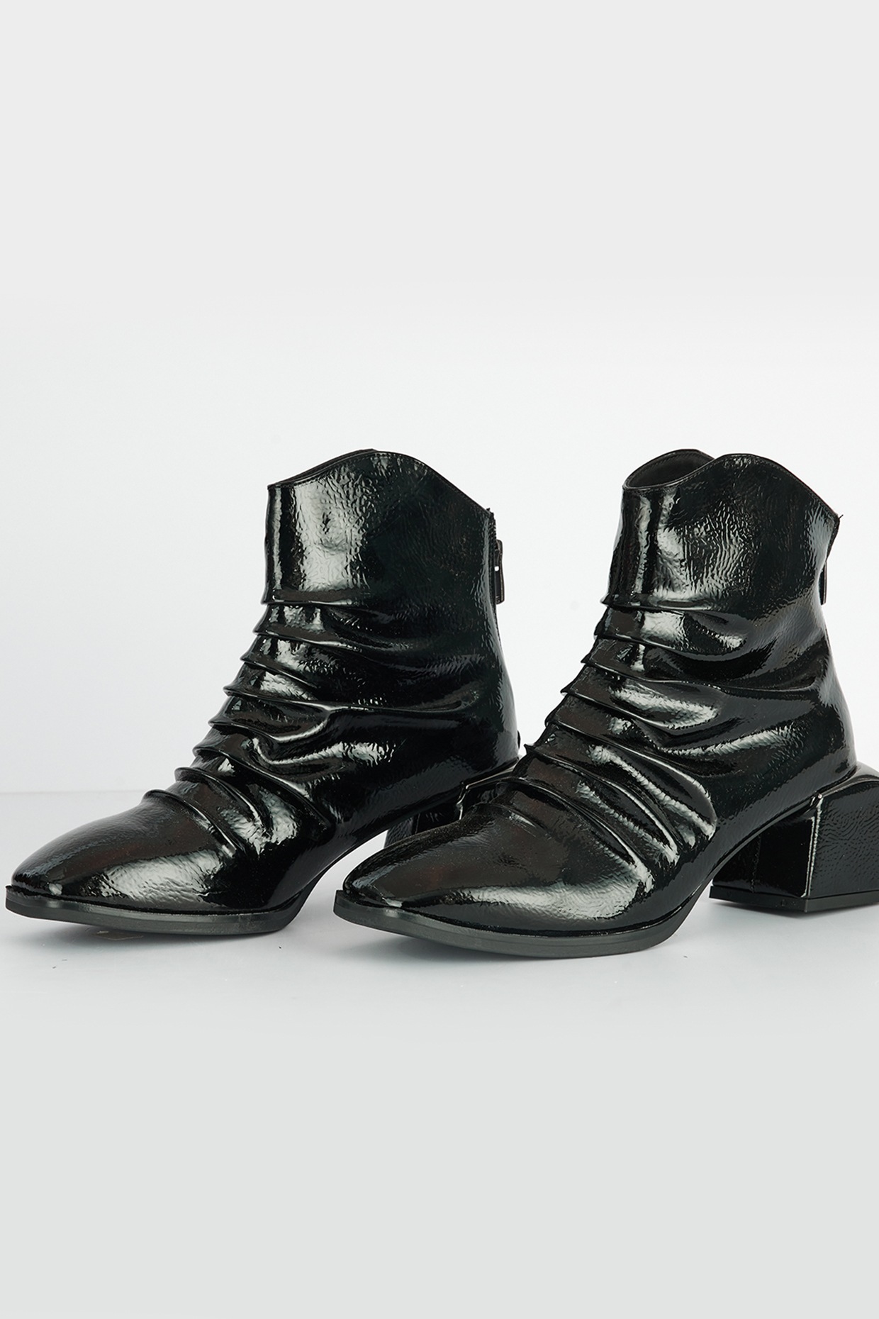 Black Art Leather Boots by Niche Label at Pernia's Pop Up Shop 2025