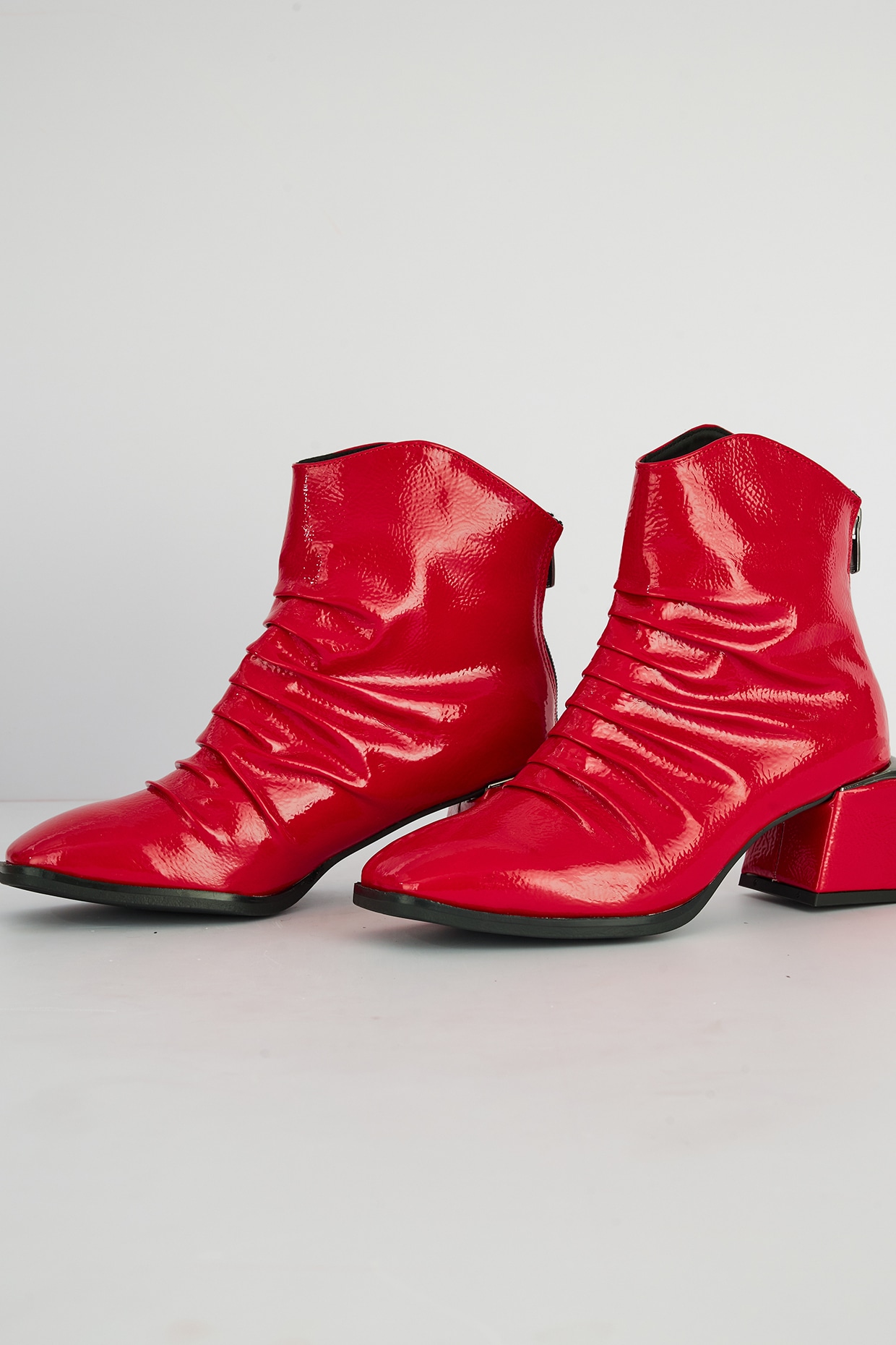 Red Art Leather Boots by Niche Label at Pernia's Pop Up Shop 2025