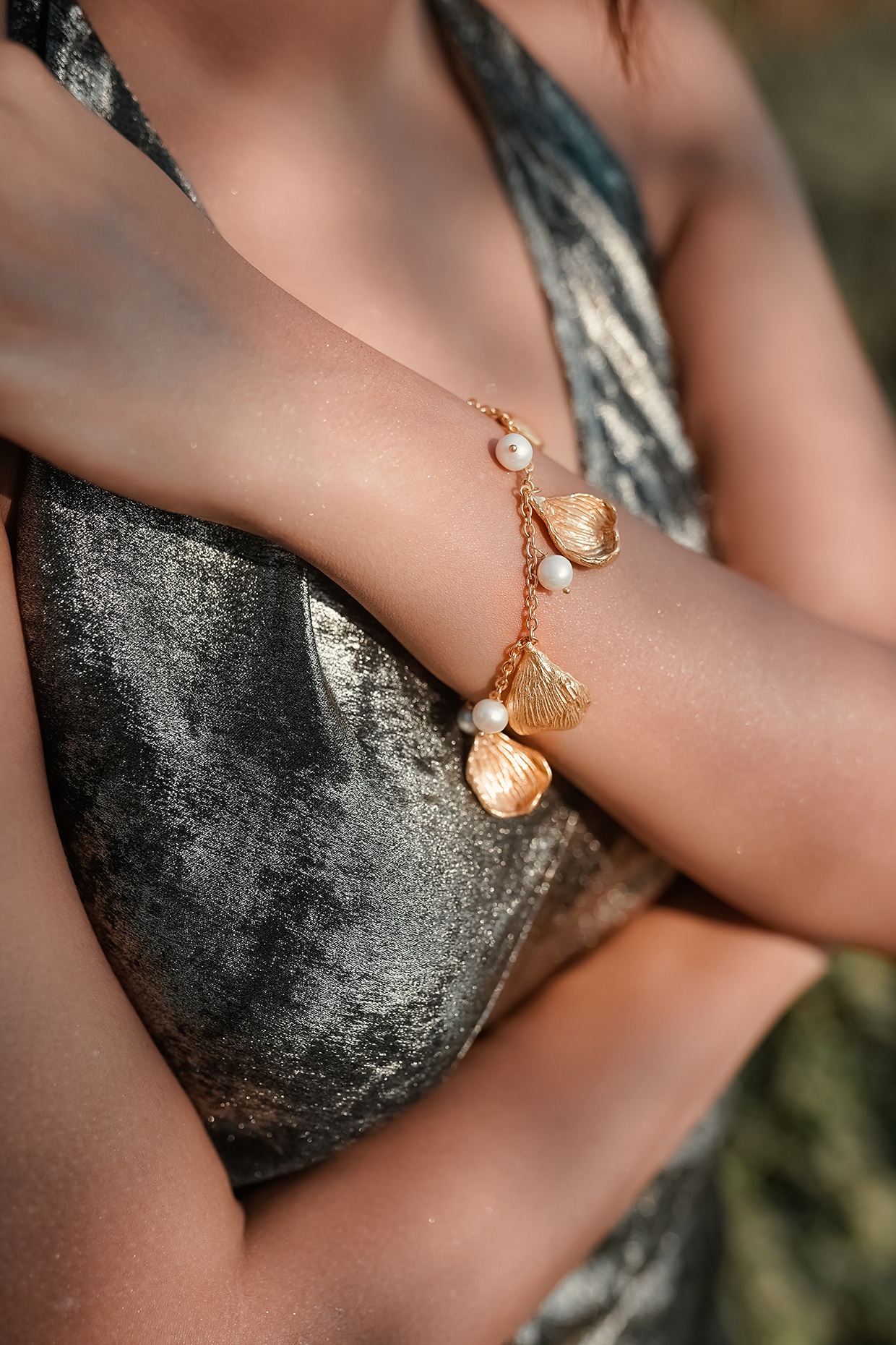 Gold Finish Pearl Handcrafted Bracelet by NIHIRAA INDIA at Pernia's Pop Up Shop 2025