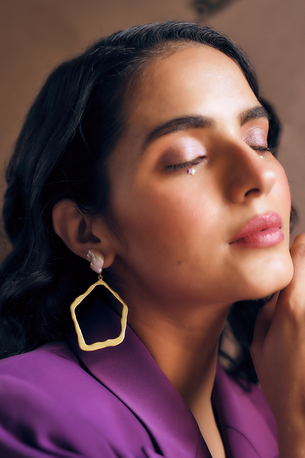 Gold Finish Baroque Pearl Handcrafted Dangler Earrings by NIHIRAA INDIA at Pernia's Pop Up Shop 2025