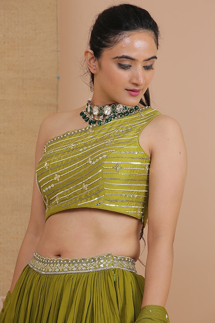 Henna Green Embroidered Sharara Set by Nikita at Pernia's Pop Up Shop 2025