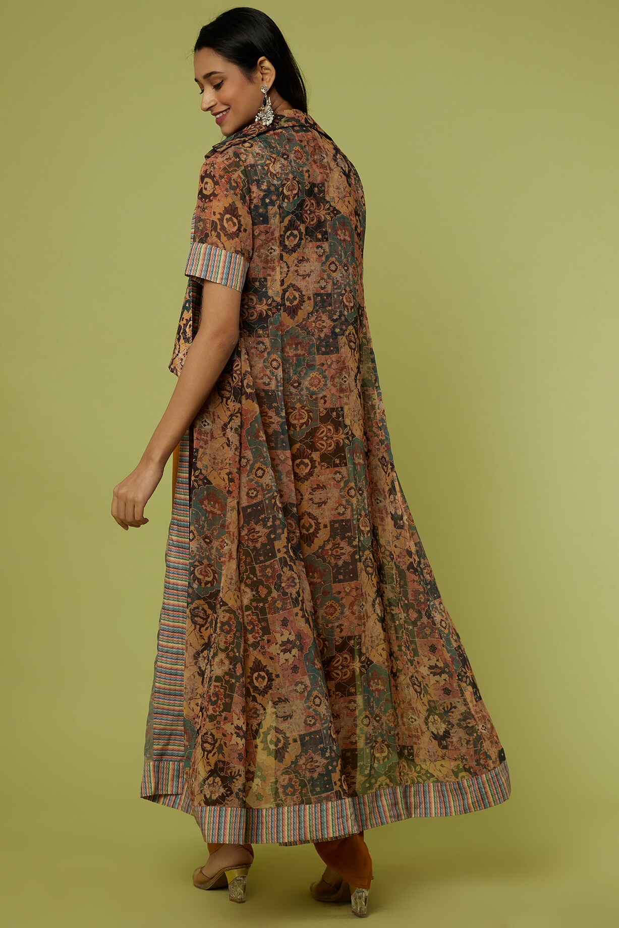 Rust Georgette Dhoti Set With Cape by Nikita Vishakha at Pernia's Pop ...