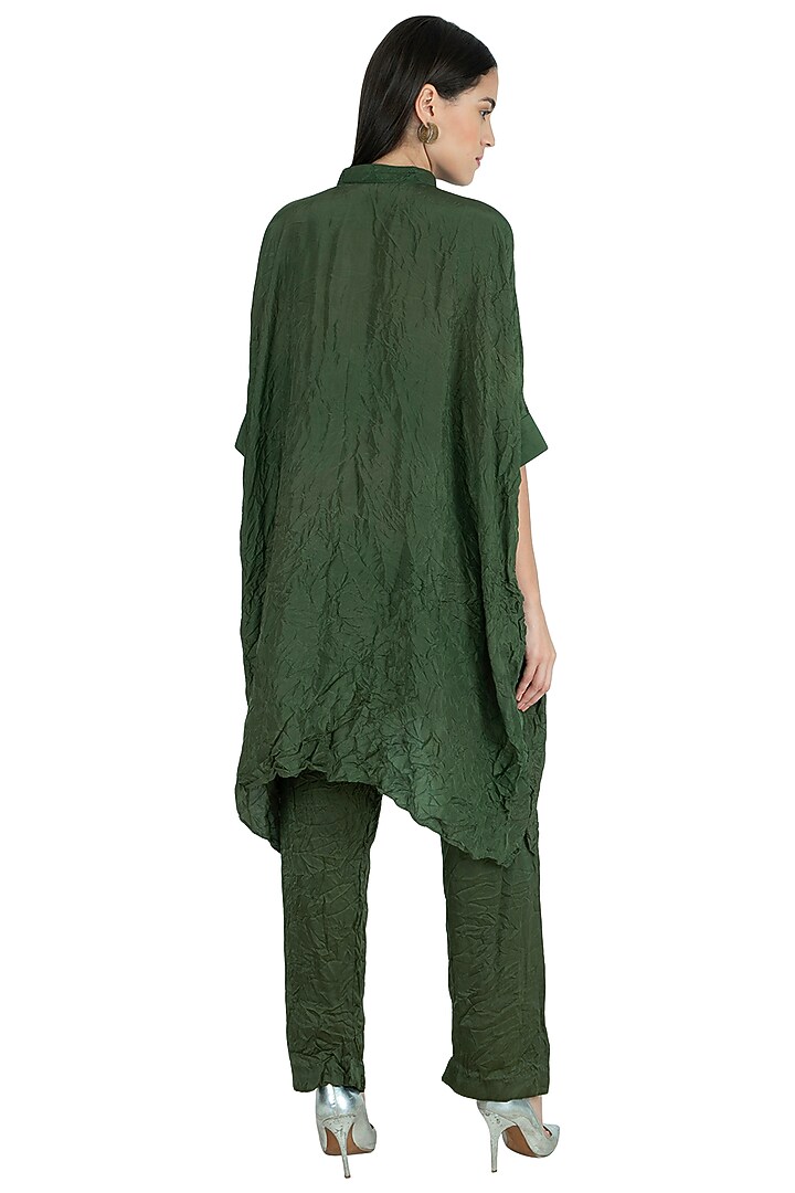 Military Green Embroidered Crushed Kaftan With Pants by Nineteen89 by ...
