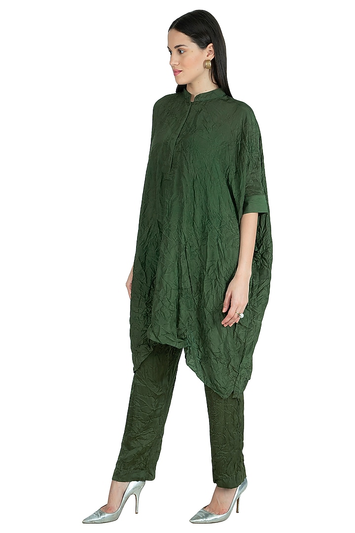 Military Green Embroidered Crushed Kaftan With Pants by Nineteen89 by ...