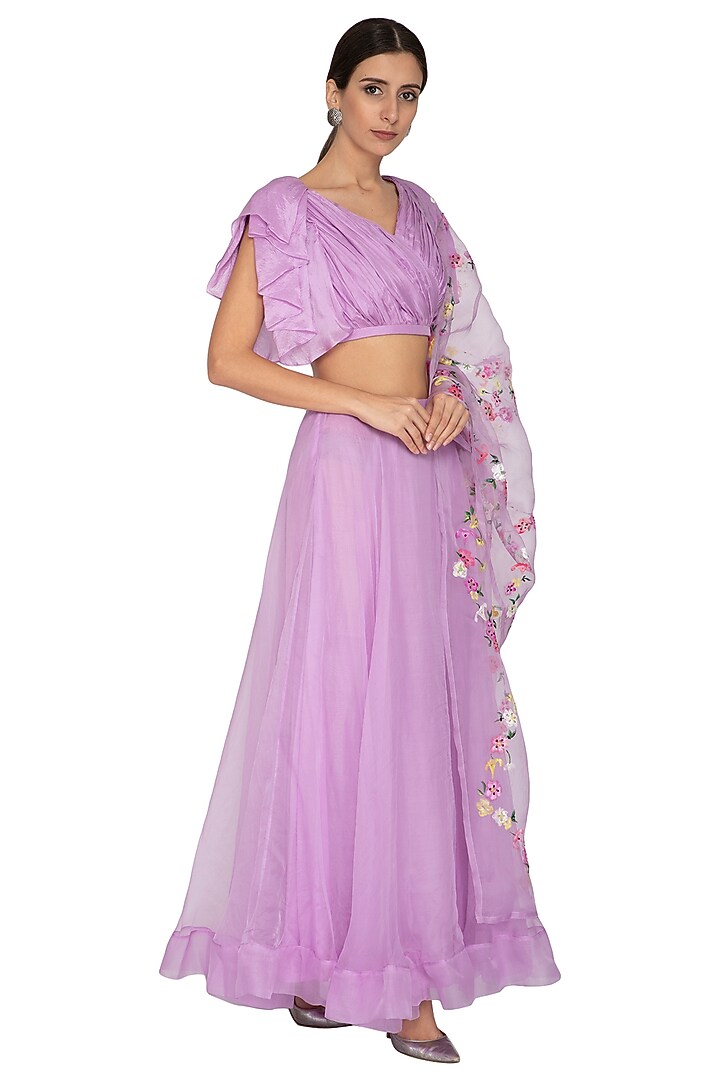 Lilac Painted & Embroidered Lehenga Set by NITISHA at Pernia's Pop Up ...