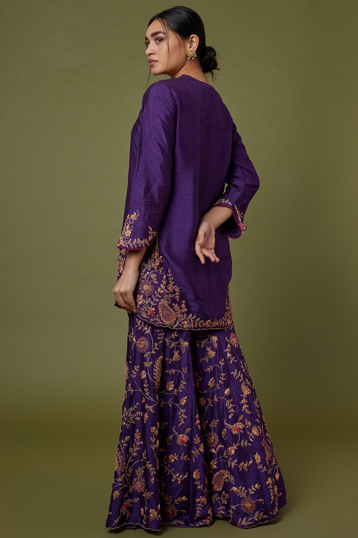 Purple Embroidered Sharara Set by Niti Bothra at Pernia's Pop Up Shop 2026