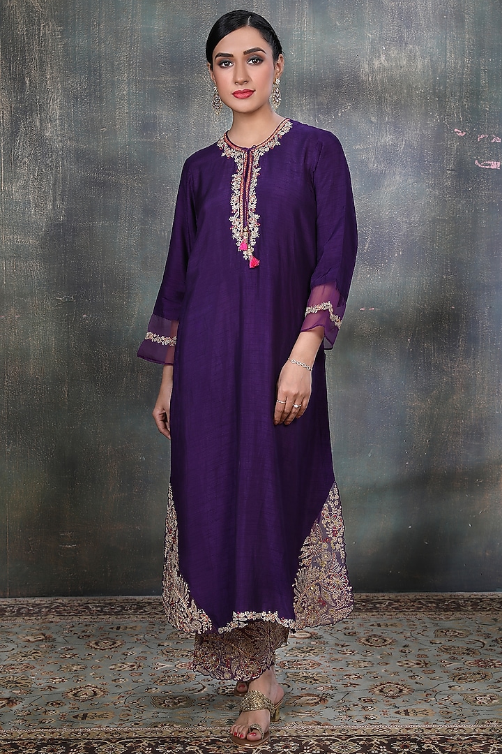 Violet Kurta Set With Embroidery by Niti Bothra at Pernia's Pop Up Shop ...