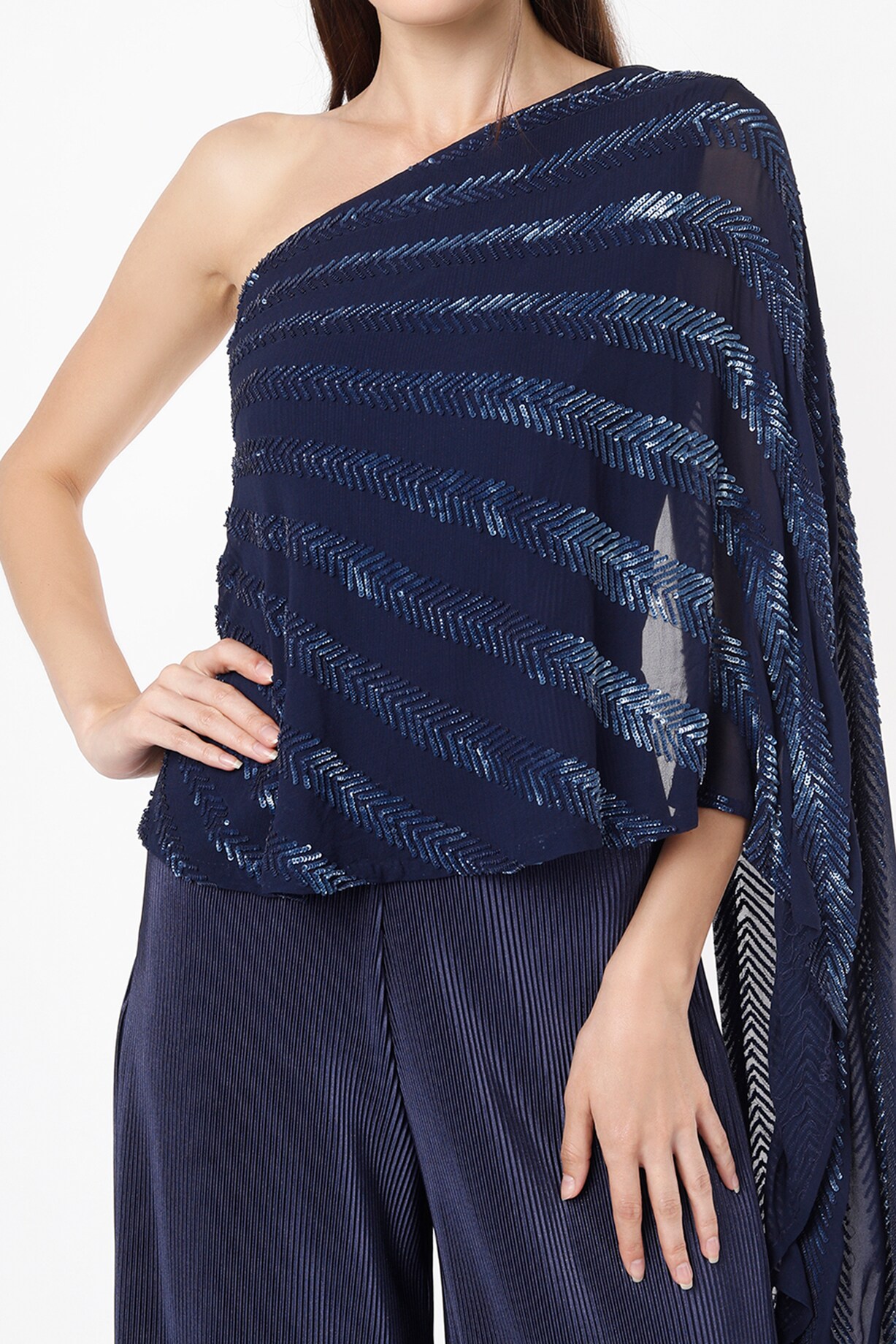 Midnight Blue Embellished Jumpsuit Design by Namrata Joshipura at ...