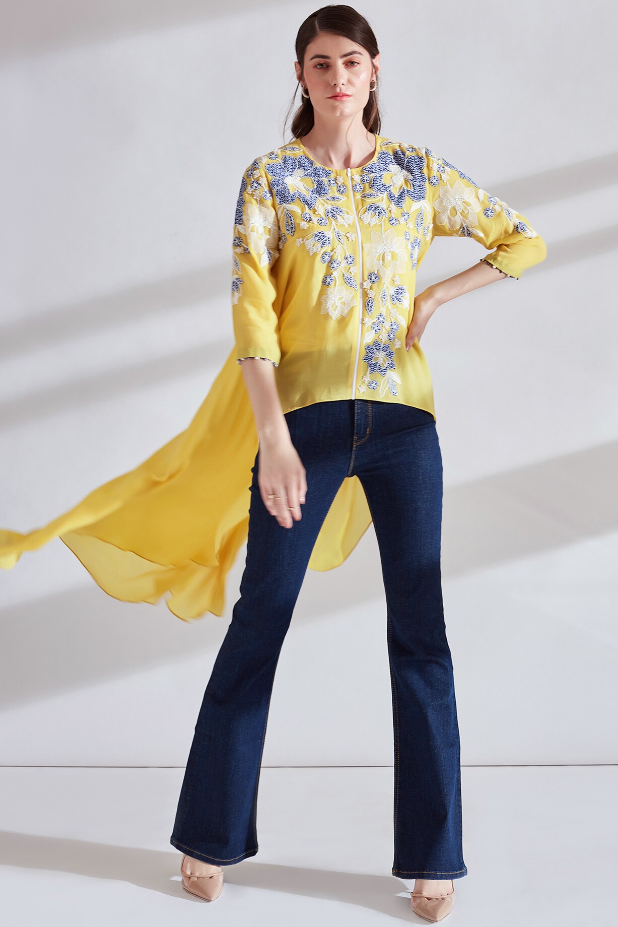 Yellow Embroidered Top by Namrata Joshipura at Pernia's Pop Up Shop 2026
