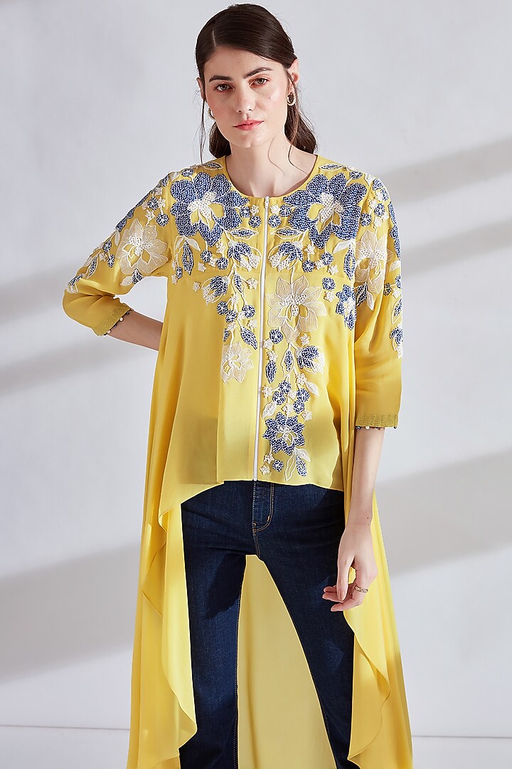 Yellow Embroidered Top by Namrata Joshipura at Pernia's Pop Up Shop 2026
