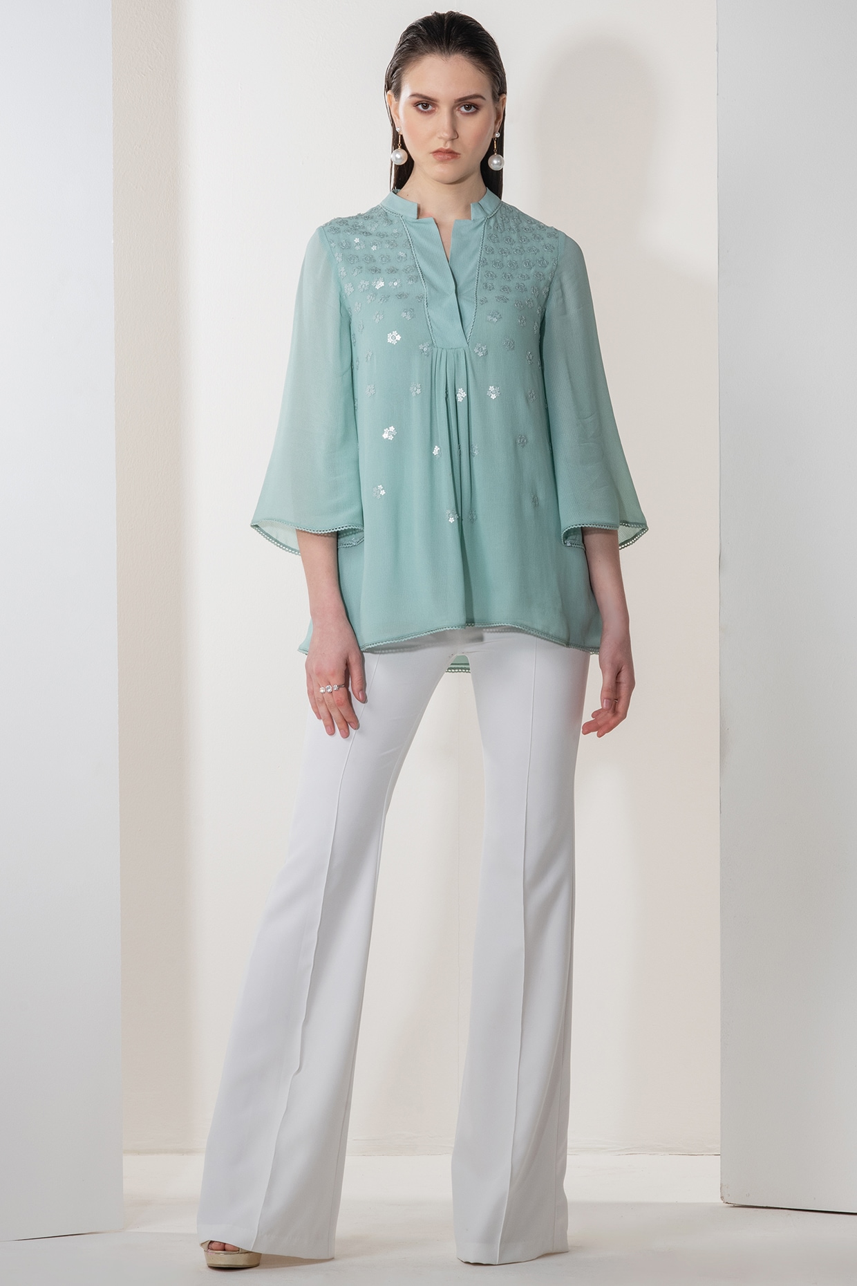 Powder Blue Embellished Top by Namrata Joshipura at Pernia's Pop Up ...