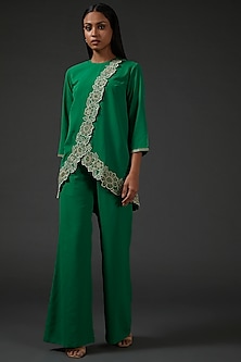 Green Snake Crepe Embroidered Co-Ord Set by Namrata Joshipura at Pernia's Pop Up Shop 2025