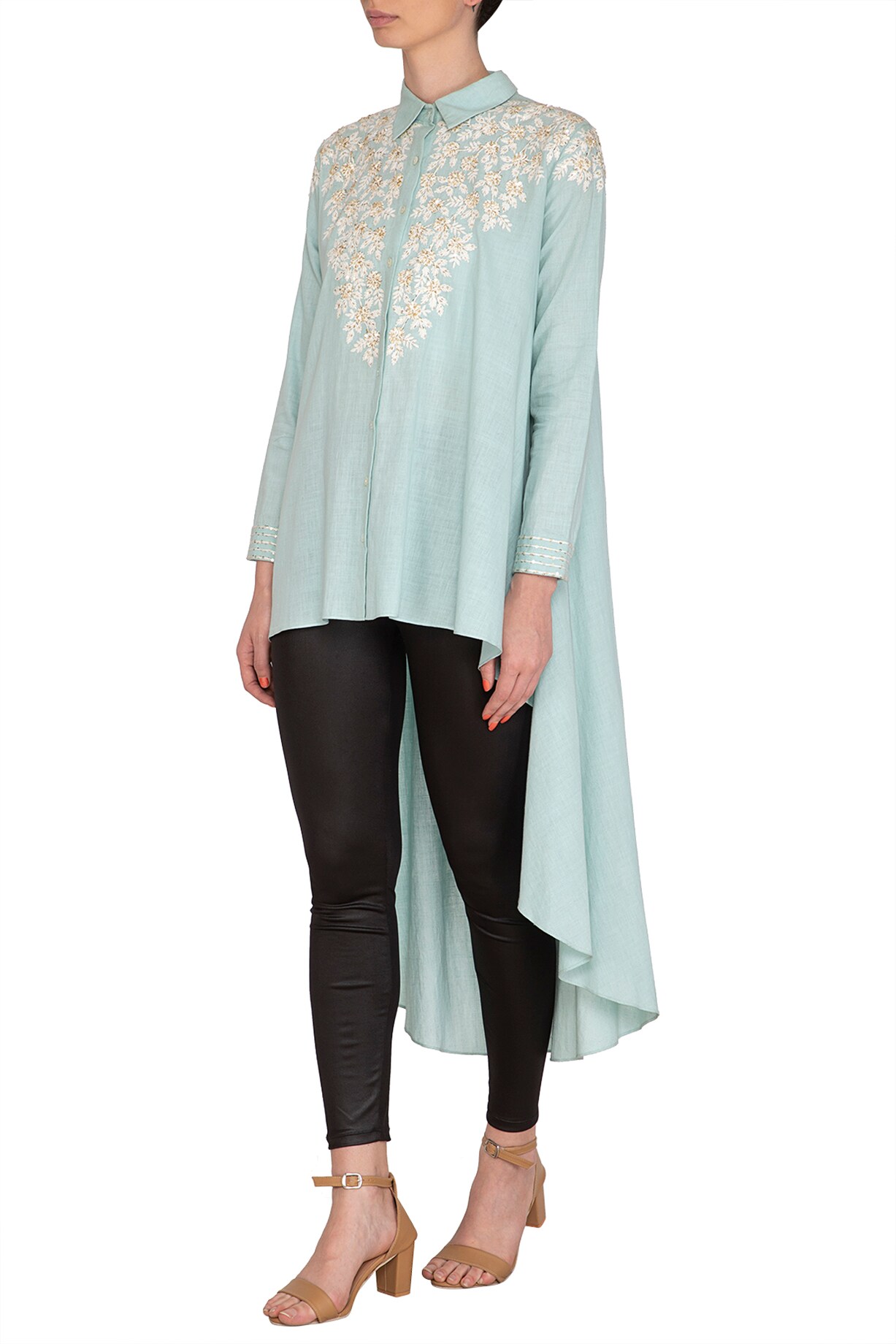 Aqua Blue Embroidered Tunic by Namrata Joshipura at Pernia's Pop Up ...