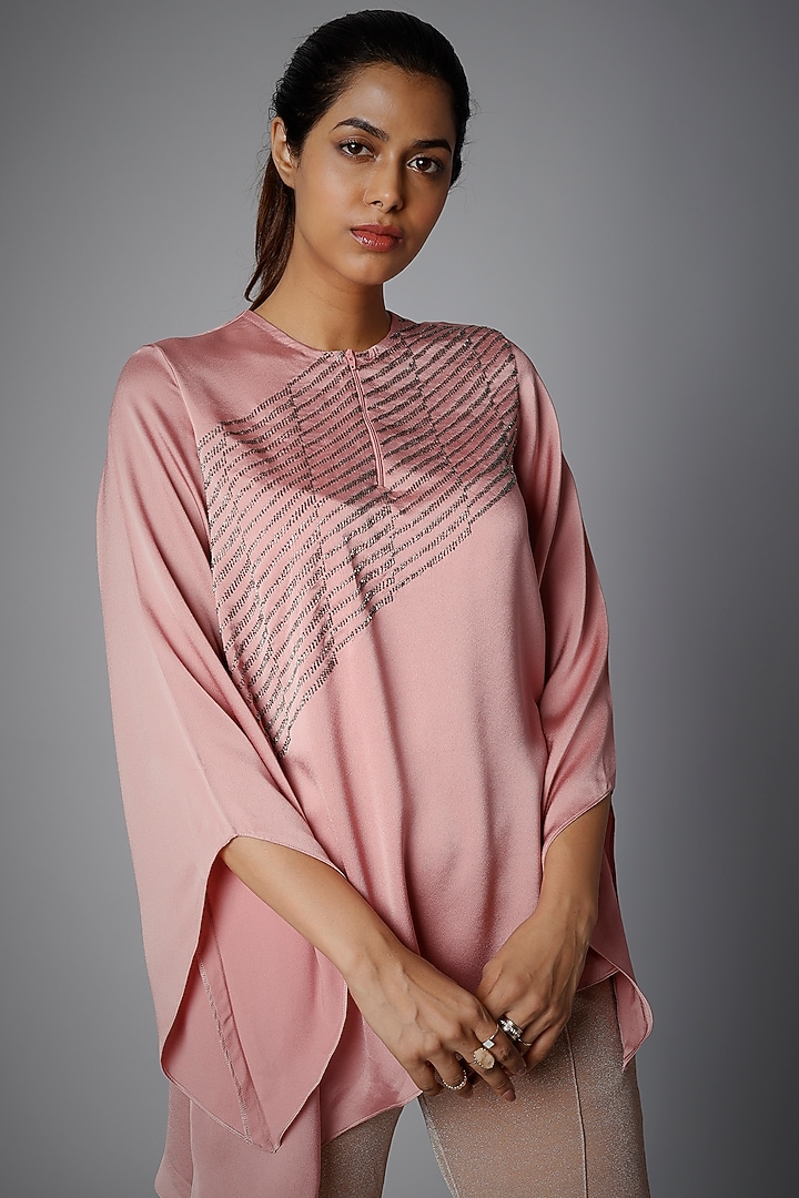 Onion Pink Satin Aymmetrical Top by Namrata Joshipura at Pernia's Pop ...
