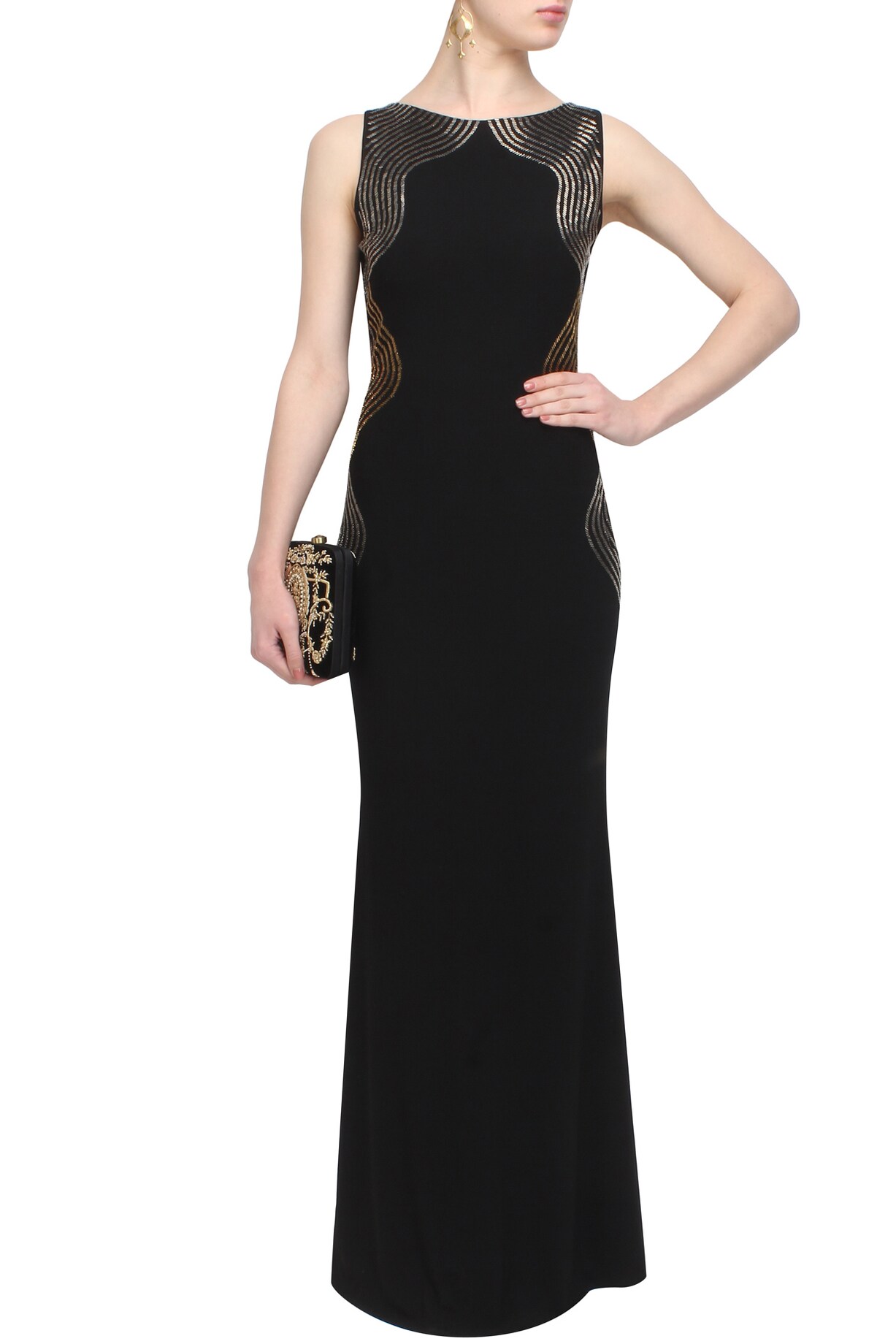 Black tidal wave gown available only at Pernia's Pop Up Shop. 2024
