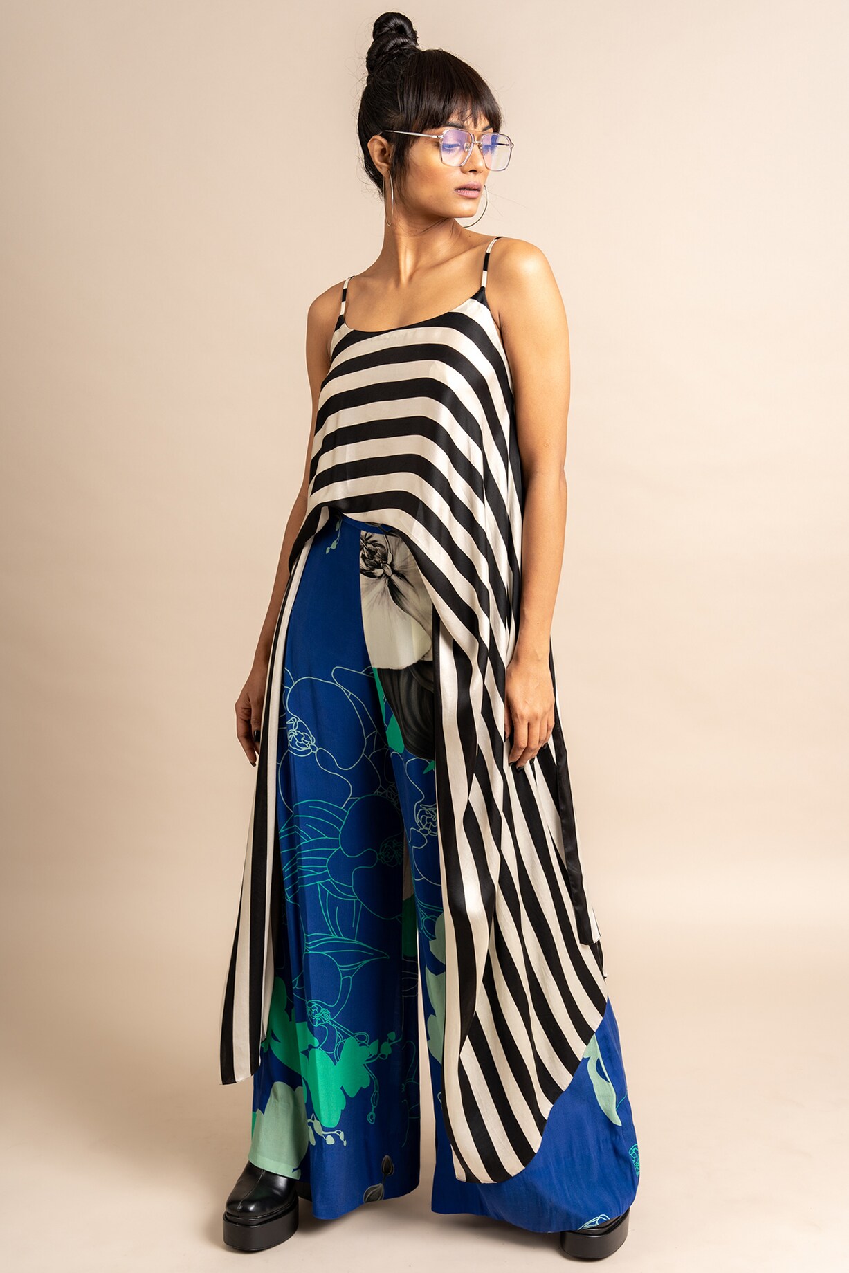 Cobalt Blue Crepe Printed A-Line Pant Set by Nupur Kanoi at Pernia's ...